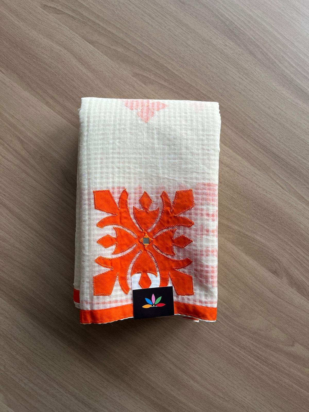 Appliqué work Kota Checks Saree (Without blouse) -20663 – Fabk-in