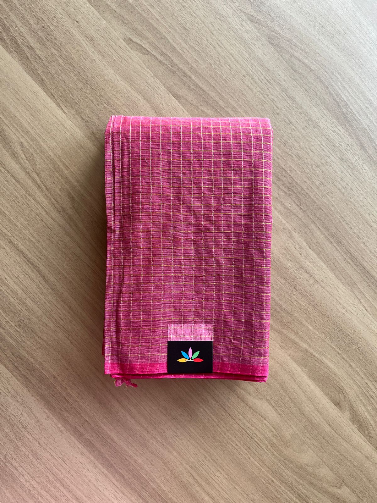 Simple Zari Checks Cotton Starched Saree (Without blouse)- 21771 – Fabk-in