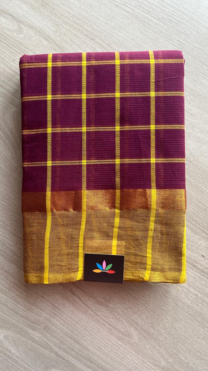Checked Cotton Saree-26207 – FABK